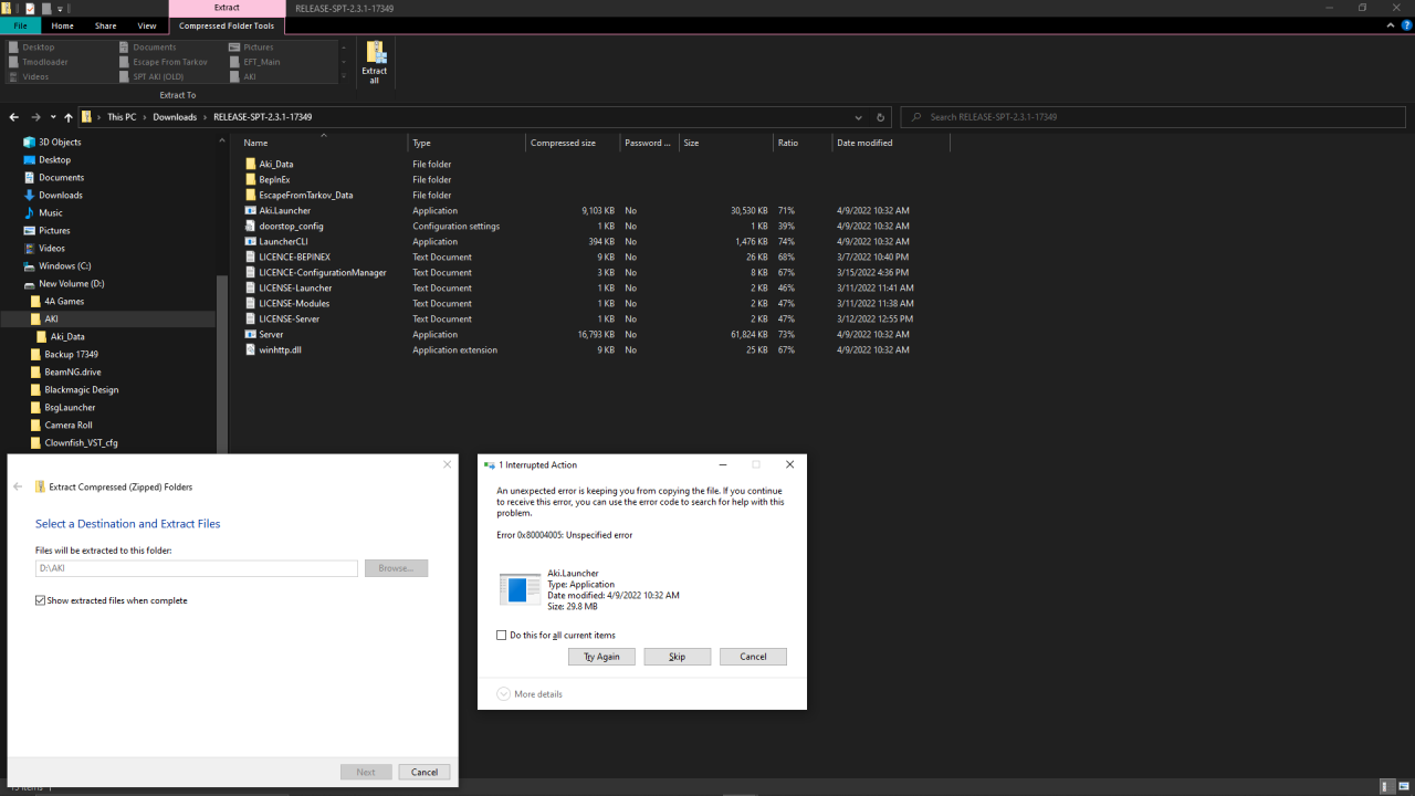Can t Extract File Solved Threads AKI Mods Workshop